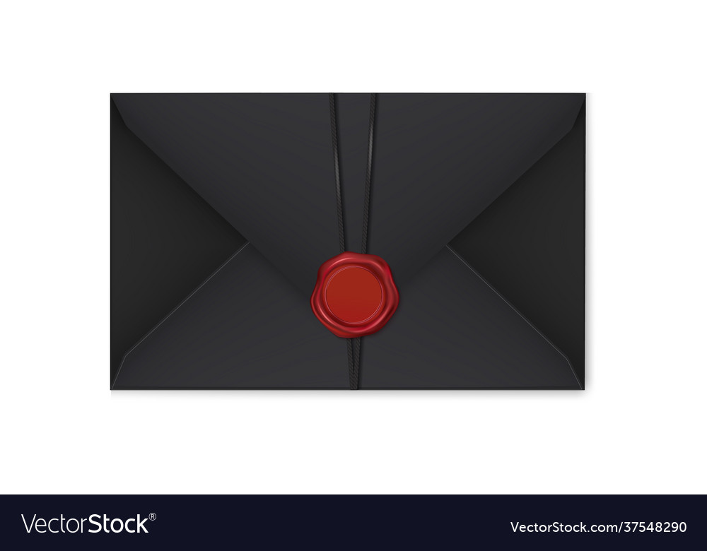 Realistic black envelopes with a stamp on light Vector Image