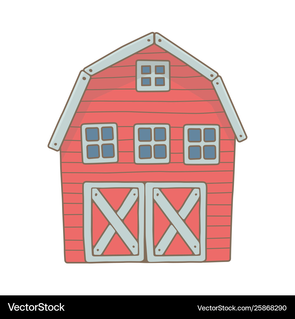 Red wooden farm barn Royalty Free Vector Image