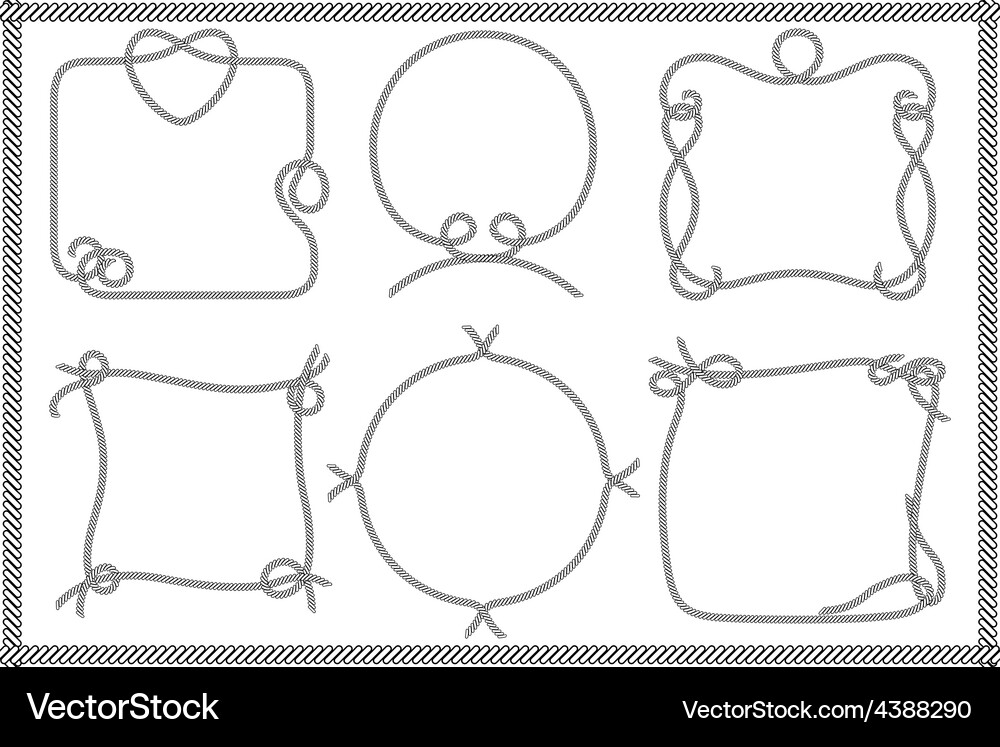 Set of Old Rope Frames in Different Unique Styles Vector Image