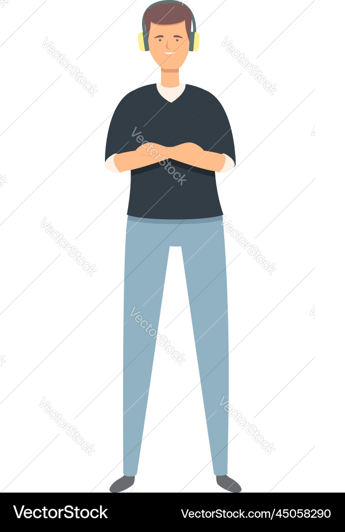 Smart music listen icon cartoon work Royalty Free Vector