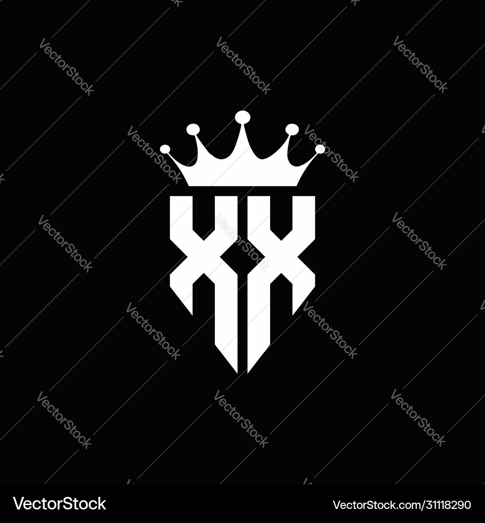 Xx logo monogram emblem style with crown shape Vector Image
