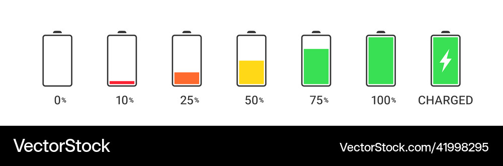 Battery icons charging icons Royalty Free Vector Image