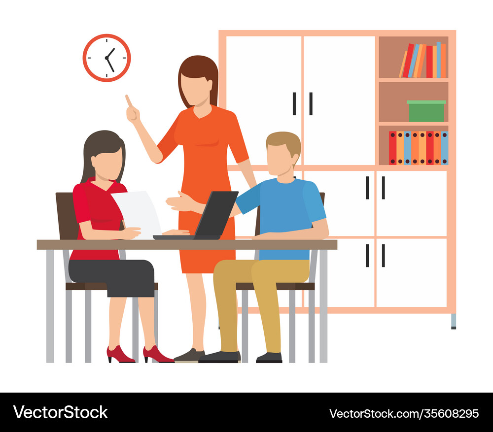 Business partners meeting discuss project on Vector Image