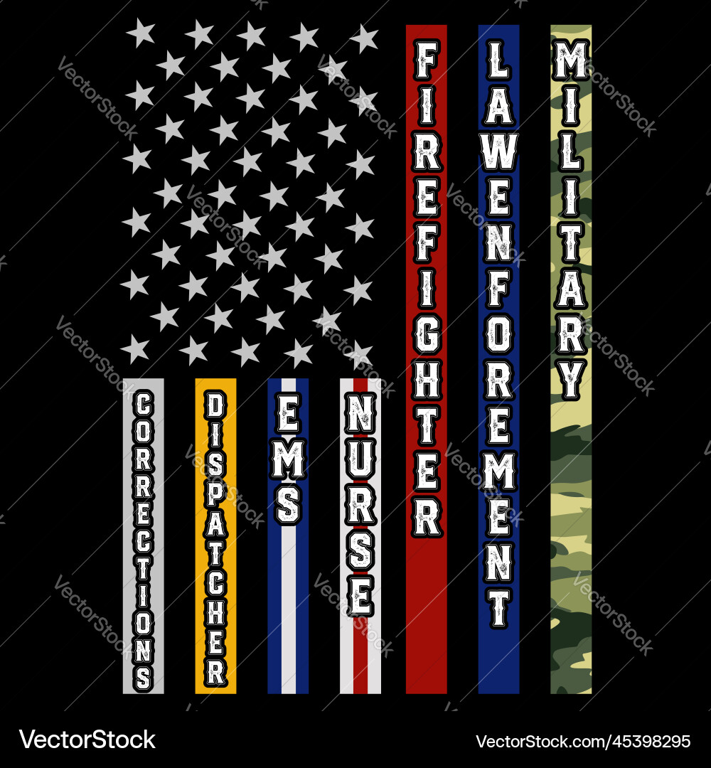 First responder nurse hero flag patriotic flag Vector Image