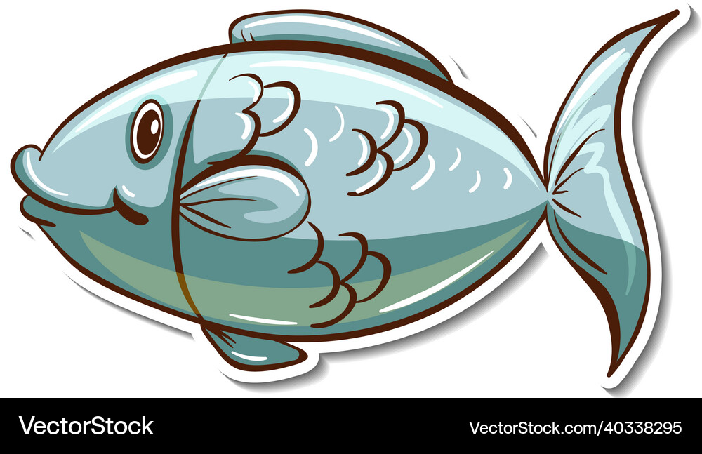 Fish animal cartoon sticker Royalty Free Vector Image