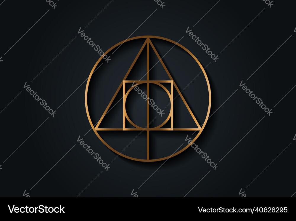 Gold sacred magic geometry occult symbol logo Vector Image