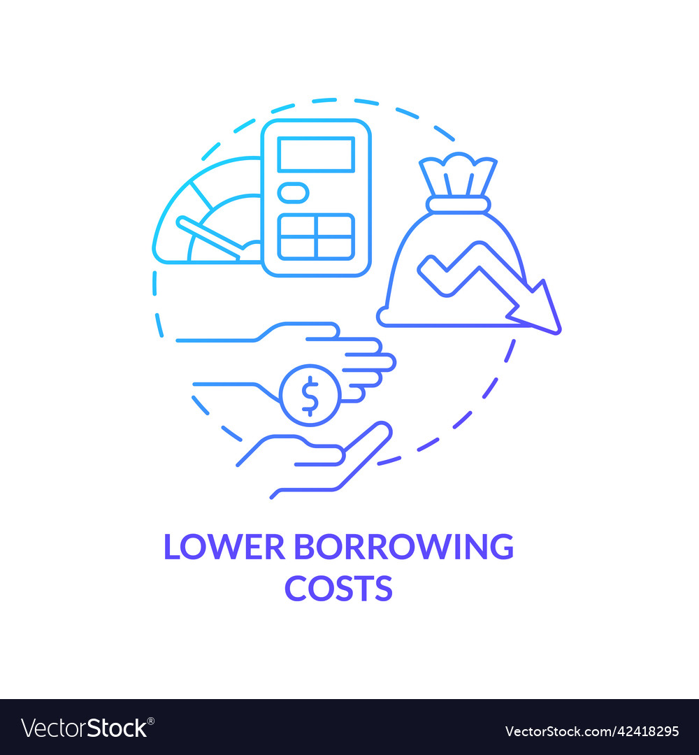 Lower borrowing costs blue gradient concept icon Vector Image Lower borrowing costs blue gradient concept icon Vector Image