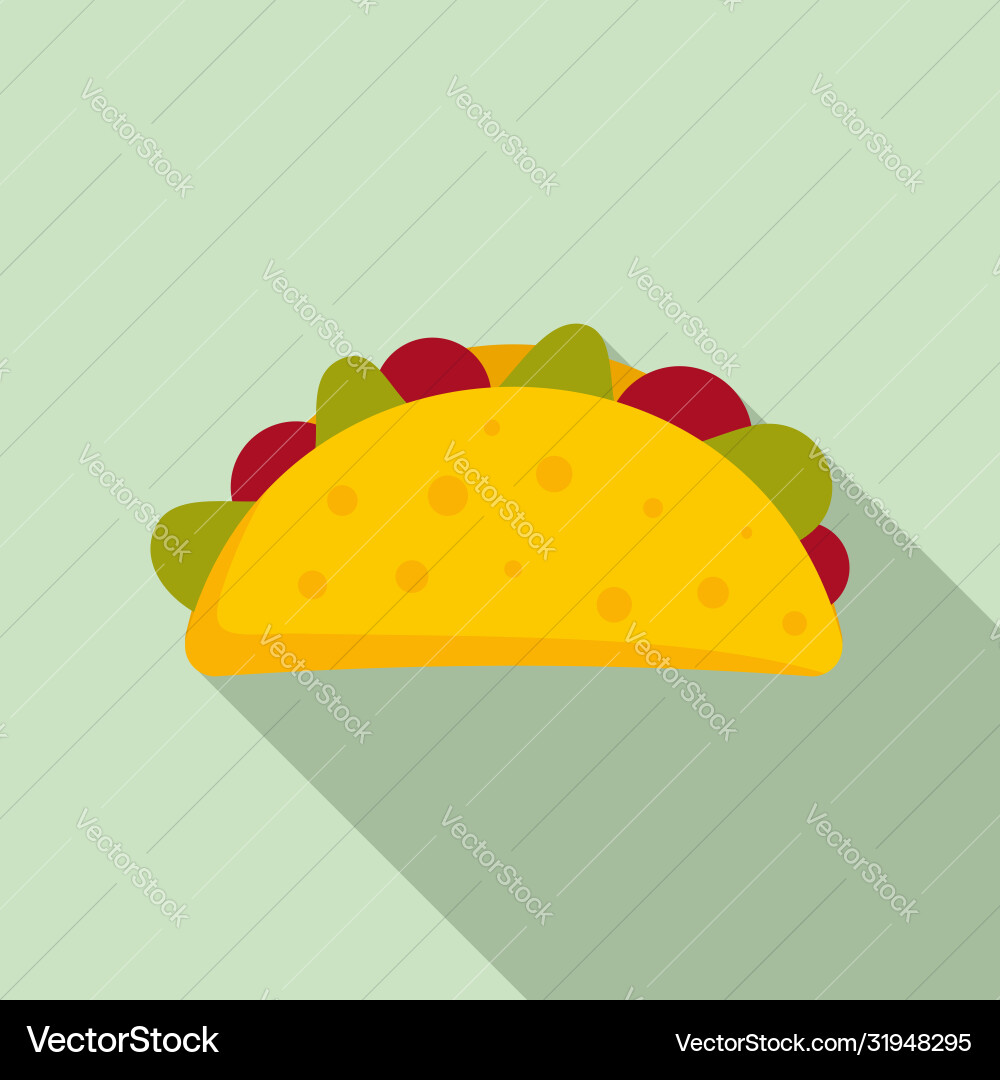 Mexican tacos icon flat style Royalty Free Vector Image