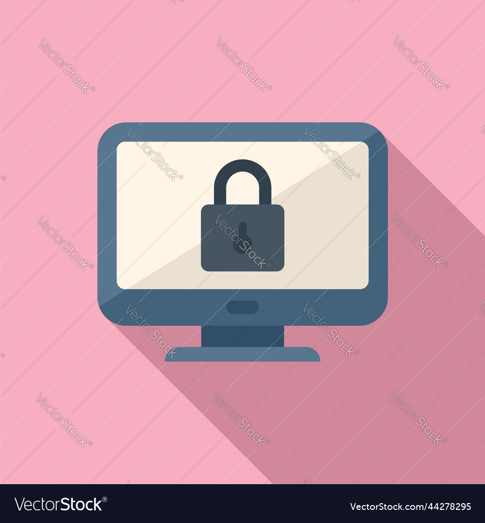 Monitor safe icon flat data privacy Royalty Free Vector