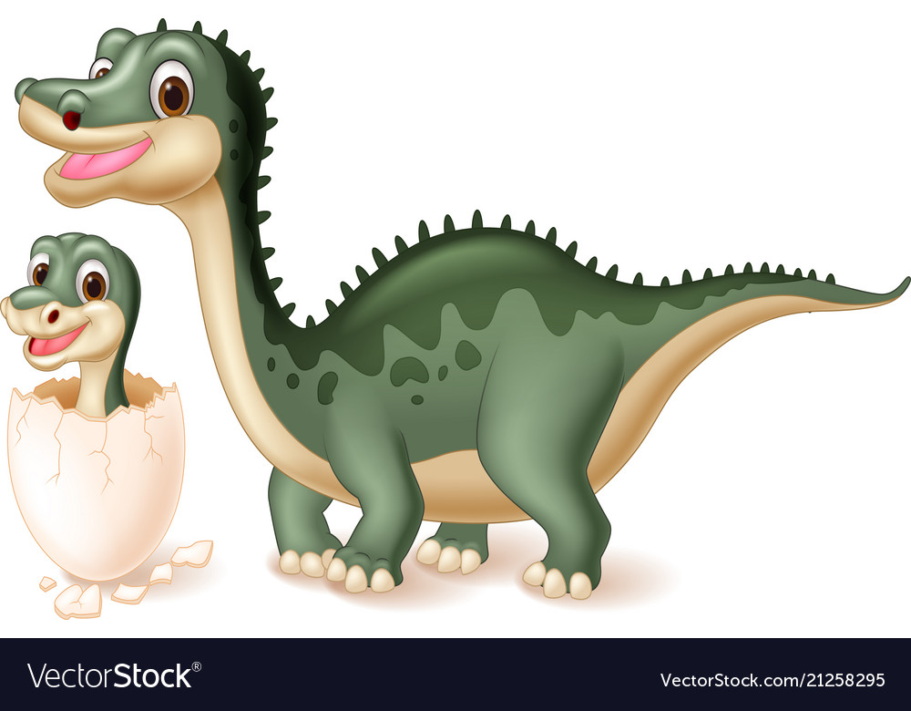 Mother dinosaur with bahatching Royalty Free Vector Image