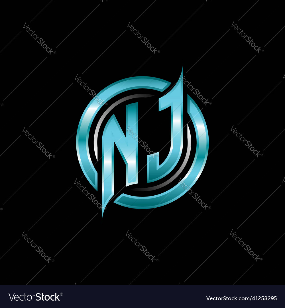 Nj initial monogram logo circle rounded Royalty Free Vector