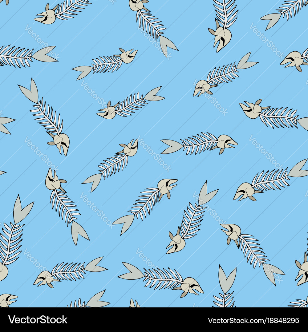 Seamless texture of a skeleton fish Royalty Free Vector