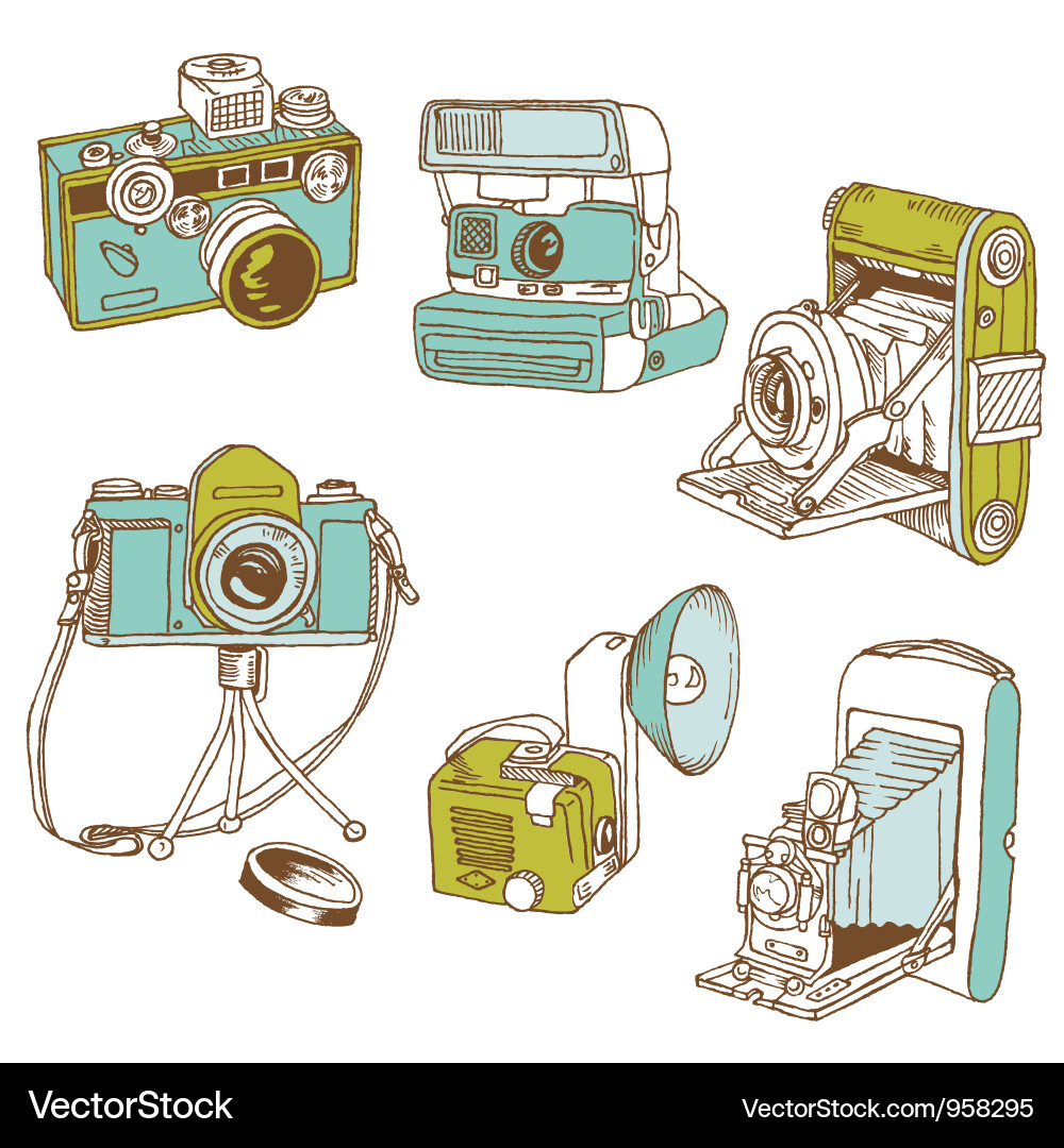 Set of photo cameras Royalty Free Vector Image