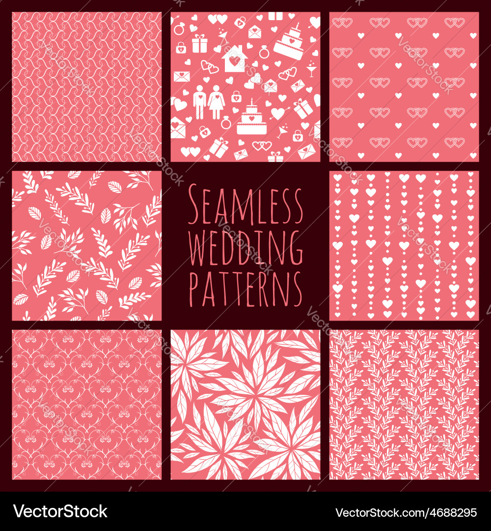 Set of seamless patterns for wedding decoration Vector Image