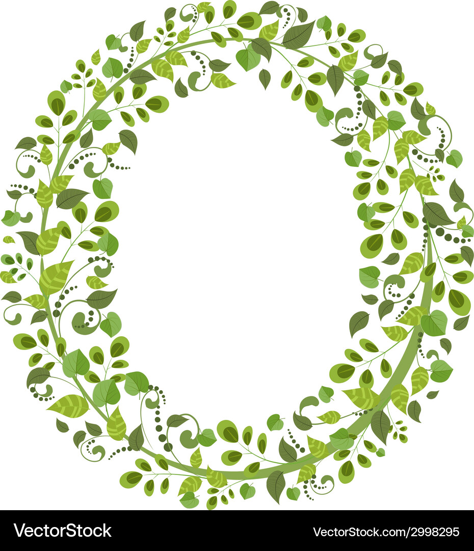 Spring green leaves eco letter o Royalty Free Vector Image