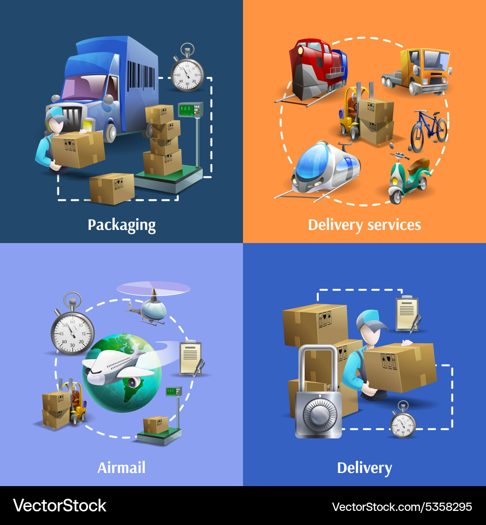 Transportation and delivery icons set Royalty Free Vector