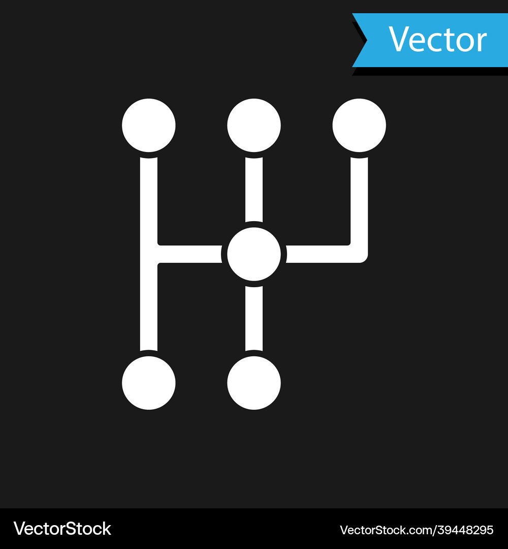 White gear shifter icon isolated on black Vector Image