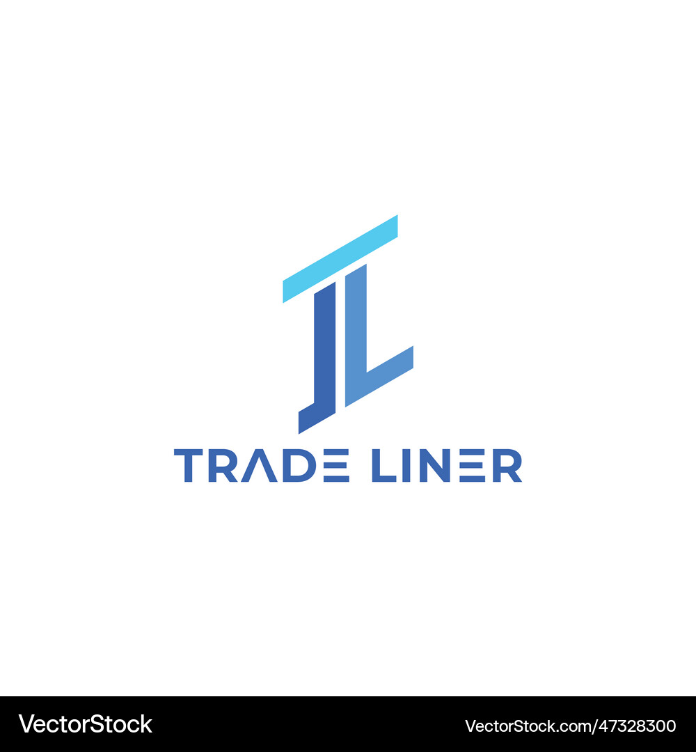 Abstract initial letter tl or lt logo in blue Vector Image