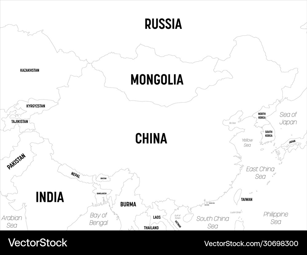 China map high detailed political map Royalty Free Vector