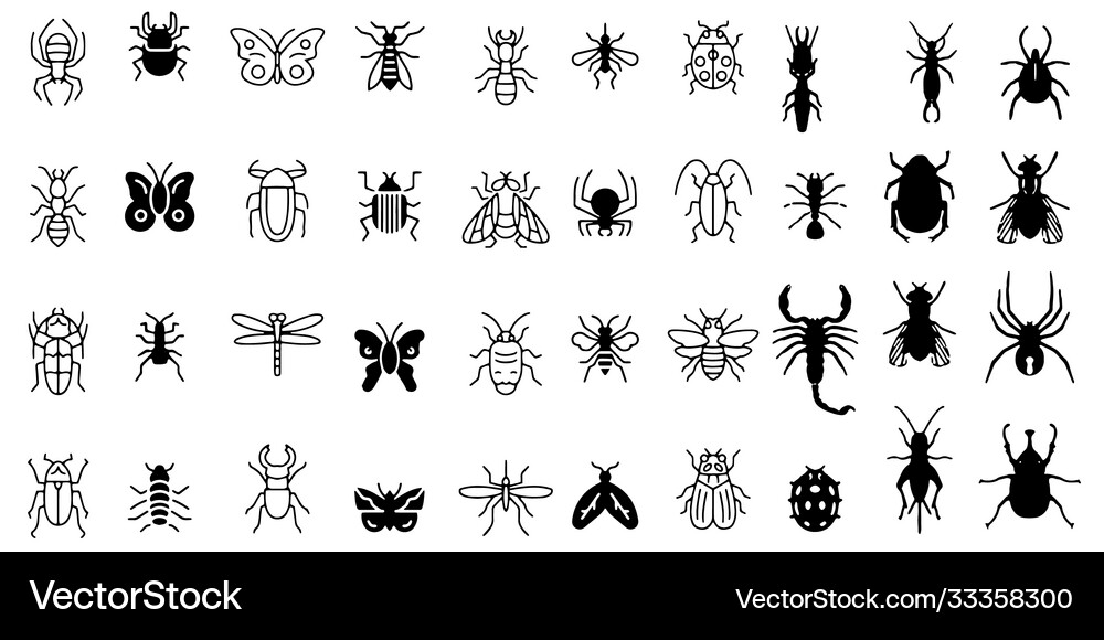 Cockroach insect icons set on white background Vector Image