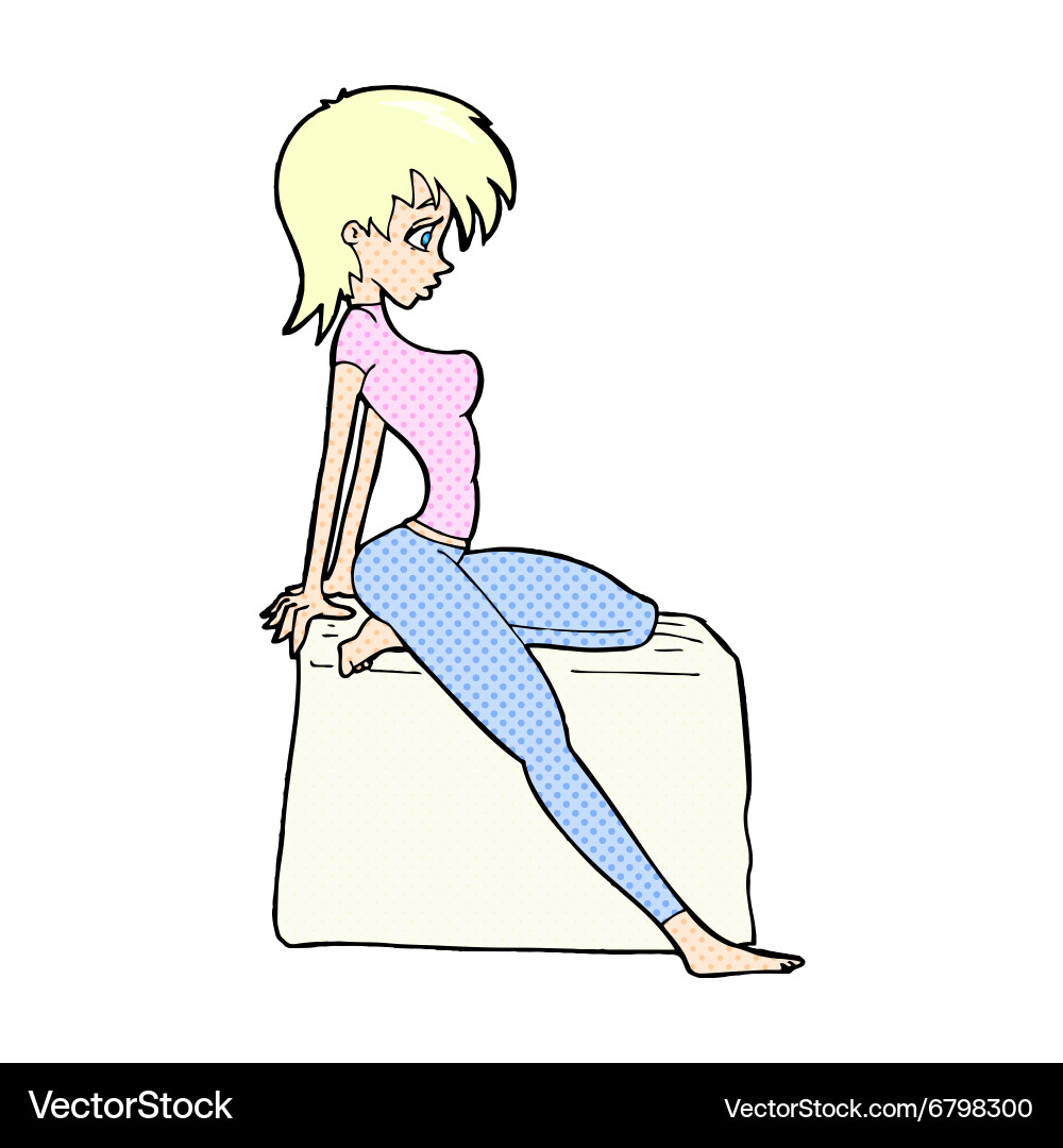 Comic cartoon pin up pose girl Royalty Free Vector Image
