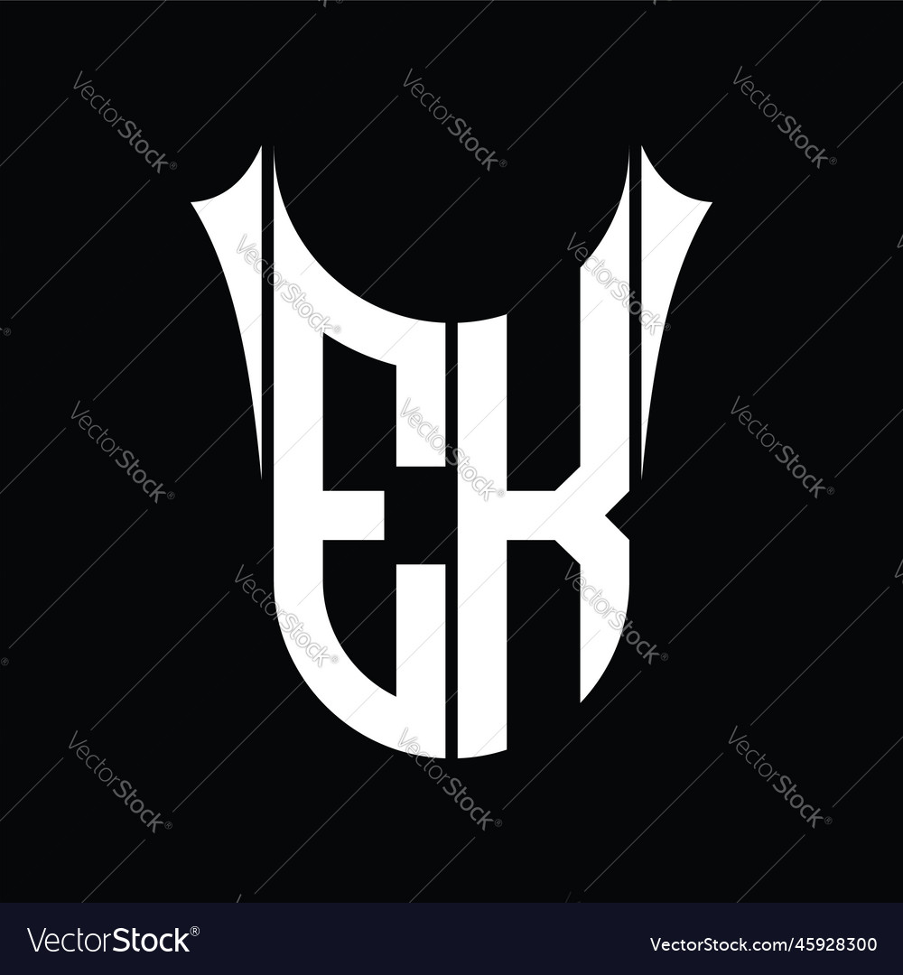Ek logo monogram shield sharp half round shape Vector Image