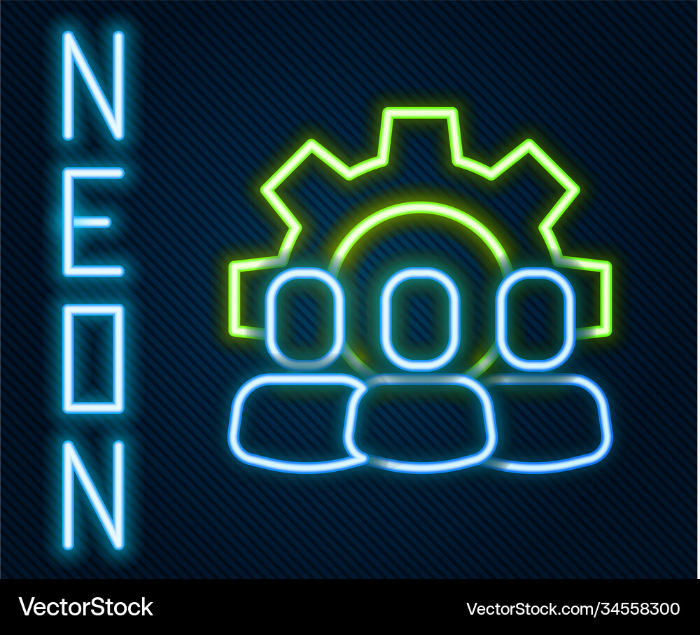 Glowing neon line project team base icon isolated Vector Image