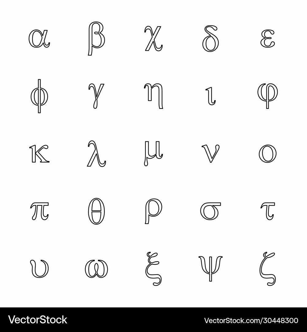 Greek letters icons set Royalty Free Vector Image