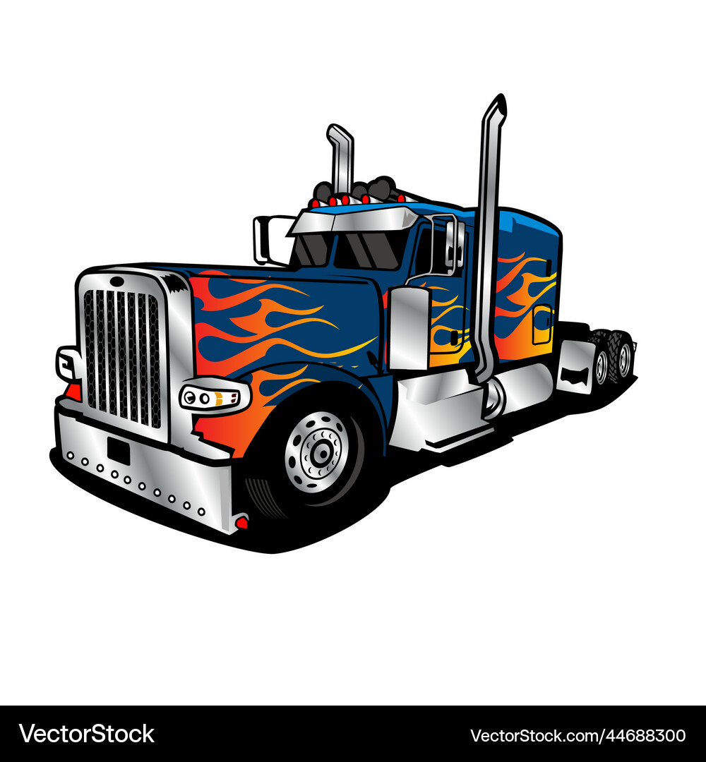 Heavy truck with flames Royalty Free Vector Image