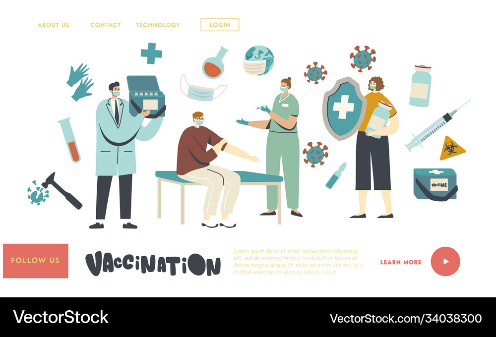 Medical vaccination immunization landing page Vector Image