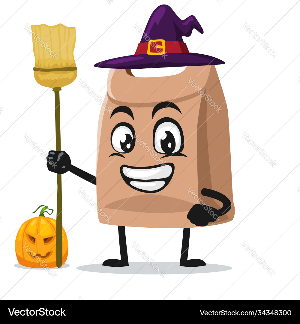 Paper bag mascot or character Royalty Free Vector Image