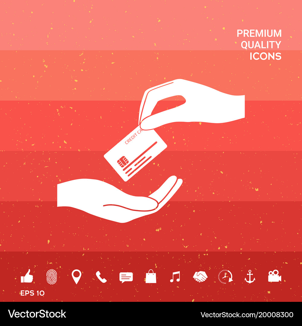 Receiving credit card hand holding Royalty Free Vector Image