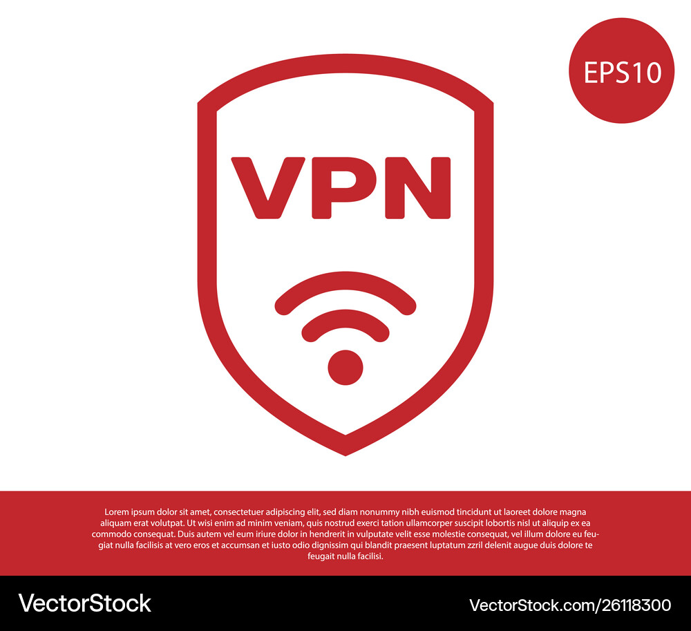 Red shield with vpn and wifi wireless internet Vector Image