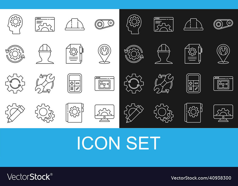 Set line computer monitor and gear house plan Vector Image Set line computer monitor and gear house plan Vector Image