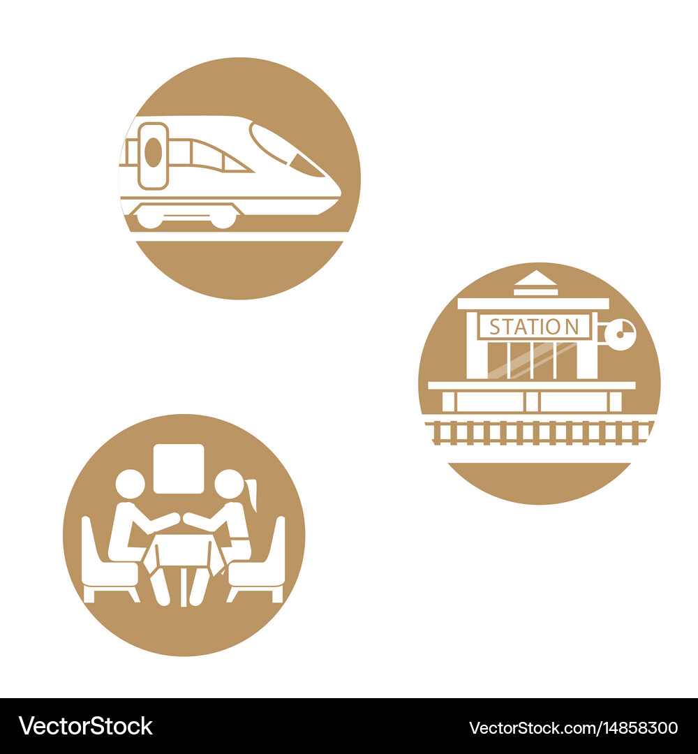 Set of icons train theme Royalty Free Vector Image