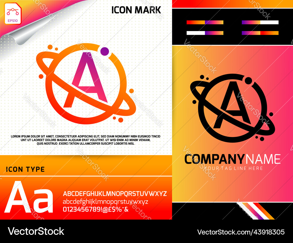Abstract letter a with space planet logo concept Vector Image