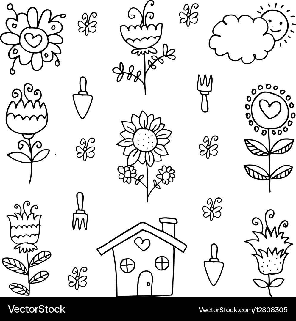 Art of spring theme doodles Royalty Free Vector Image