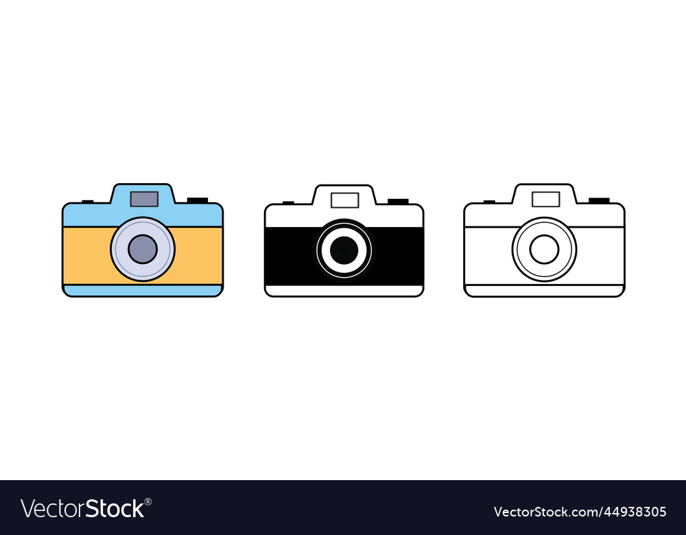 Camera icon set photo in flat style Royalty Free Vector