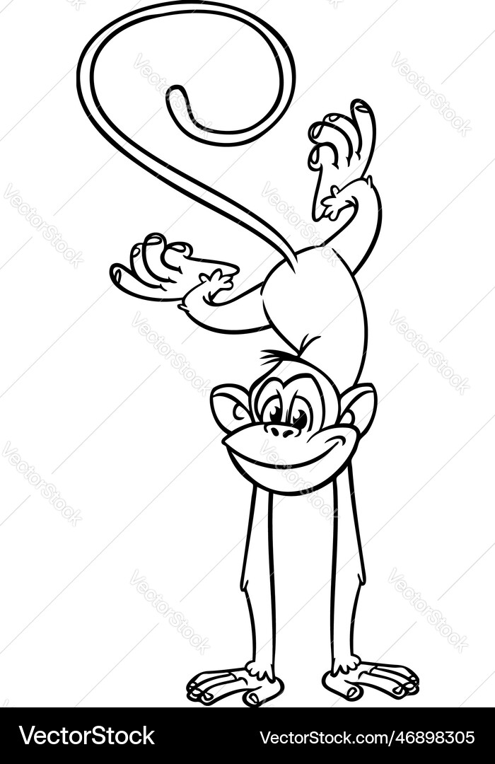Cartoon funny monkey handstanding and doing Vector Image