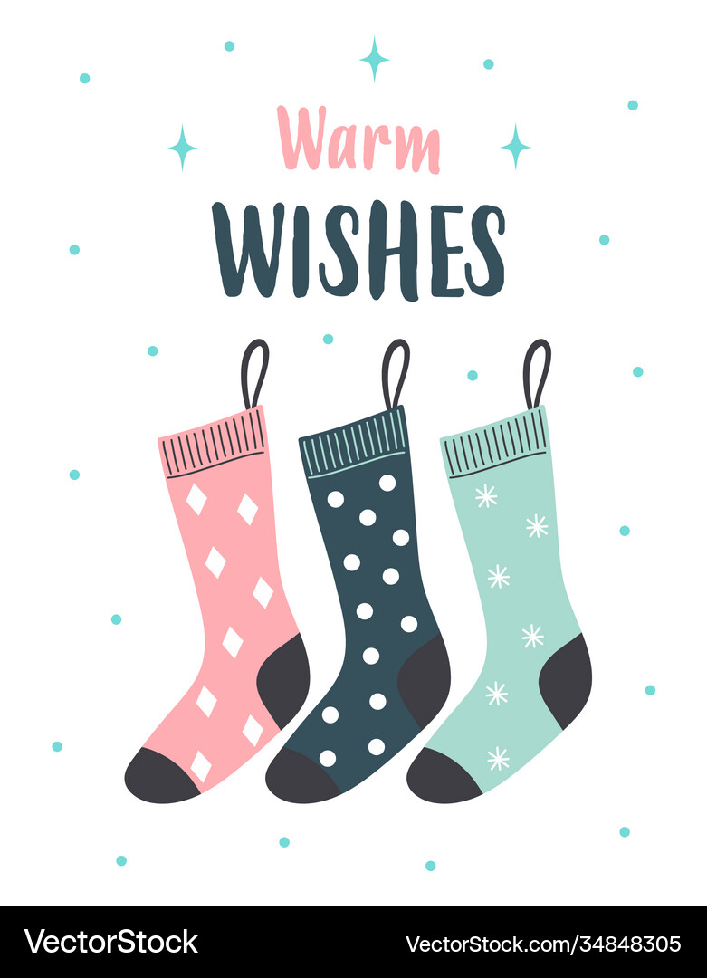 Christmas card with cute socks Royalty Free Vector Image