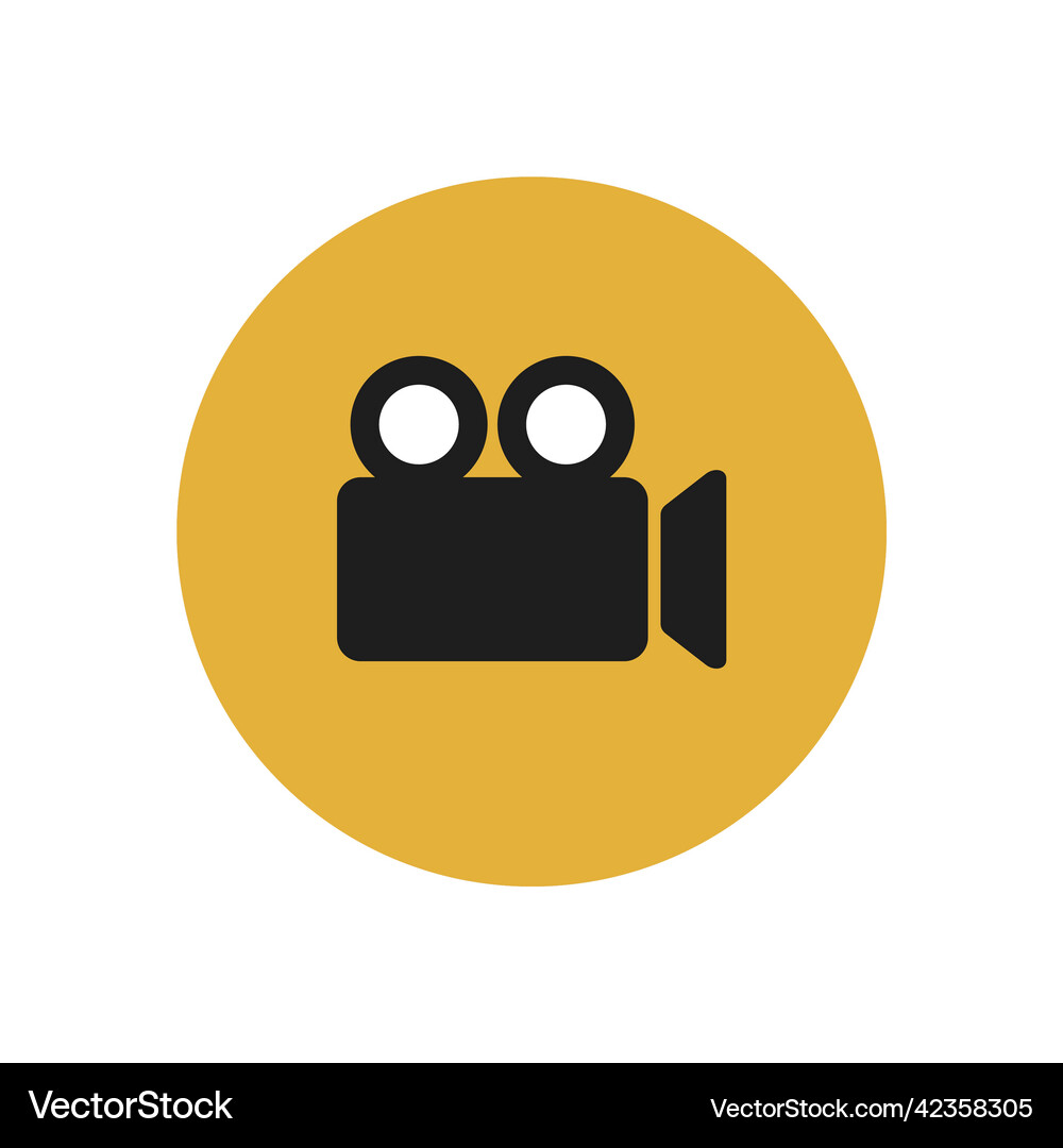 Cinema camera icon or round cinematography Vector Image