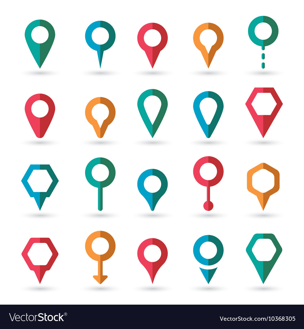Colorful map pointer icons set Royalty Free Vector Image