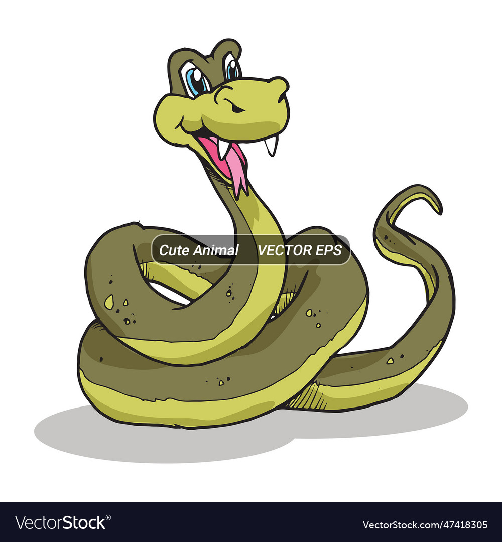 Cute snake phyton animal mascot smiling Royalty Free Vector