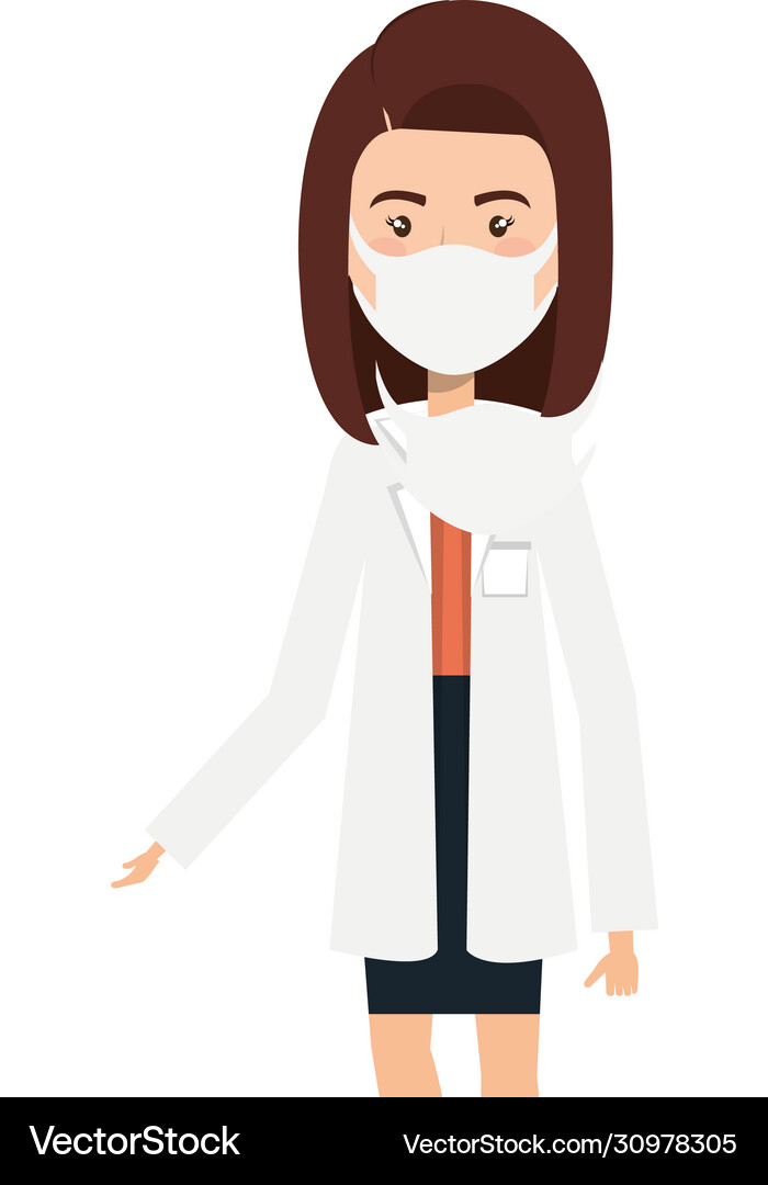 Doctor female using face mask isolated icon Vector Image