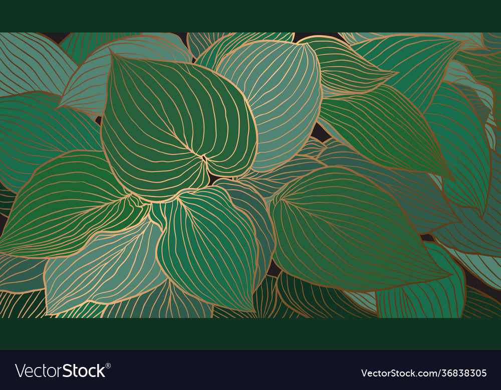 Emerald Green & Copper Leaf Pattern Royalty Free Vector