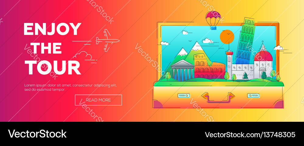 Enjoy tour - line travel web page Royalty Free Vector Image