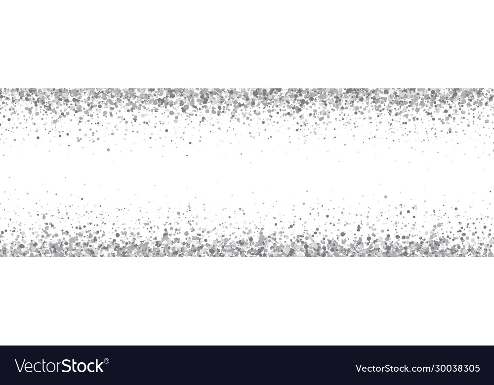 Glitter silver long border isolated on white Vector Image