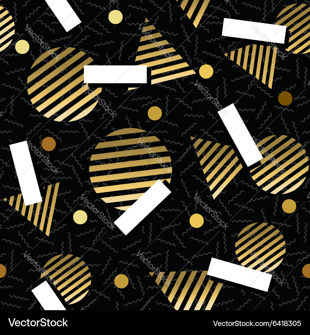 Gold Retro vintage 80s geometry seamless pattern Vector Image