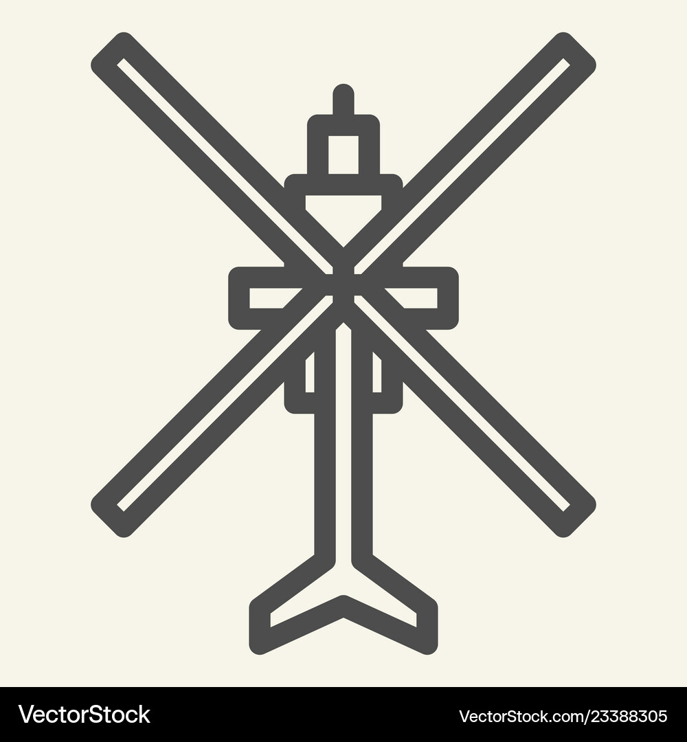Helicopter top view line icon aviation Royalty Free Vector