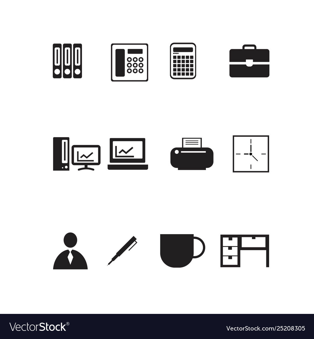 Office set Royalty Free Vector Image - VectorStock